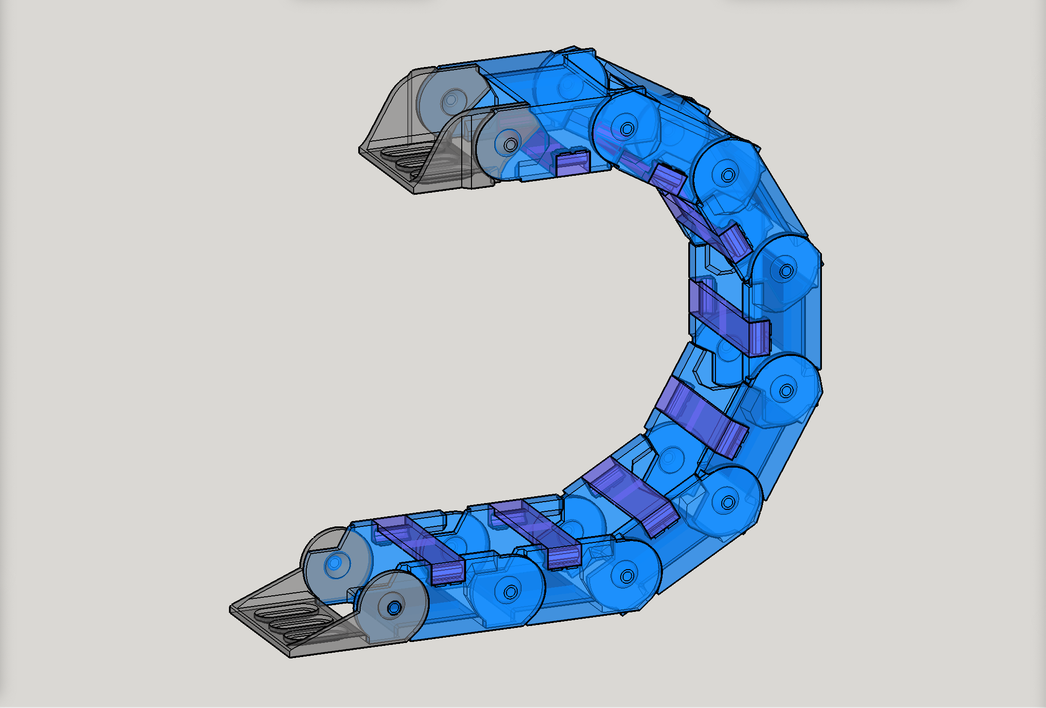 Drag Chain for CNC, two-piece, snap-open, 64mm radius, choose from two ...