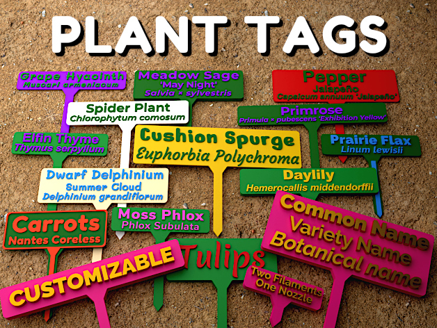 Customizable Plant Tags by Lyl3 | Download free STL model | Printables.com