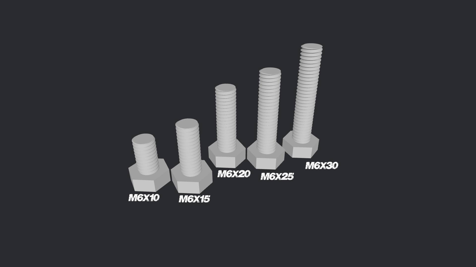 M6 hex screw and nut (M6x10, M6x15, M6x20, M6x25, M6x30) by kunaa ...