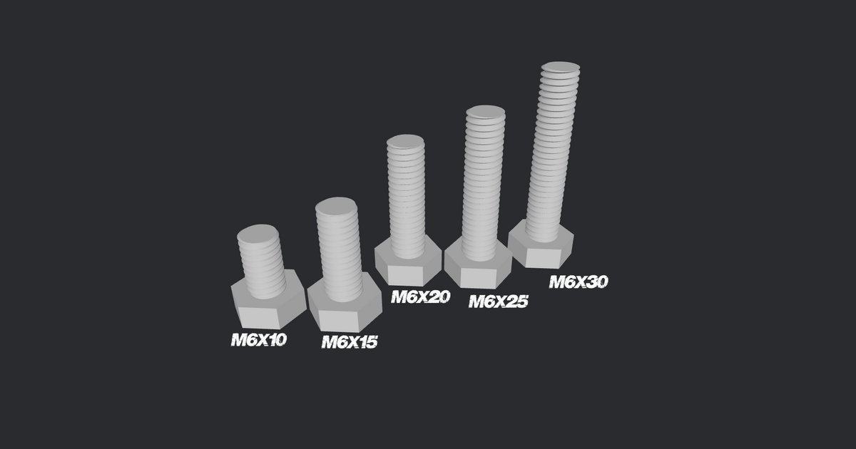M6 hex screw and nut (M6x10, M6x15, M6x20, M6x25, M6x30) by kunaa ...