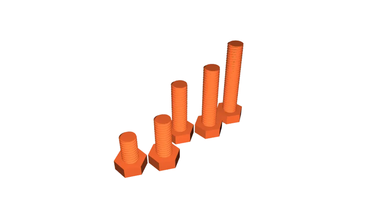 M6 hex screw and nut (M6x10, M6x15, M6x20, M6x25, M6x30) by kunaa ...