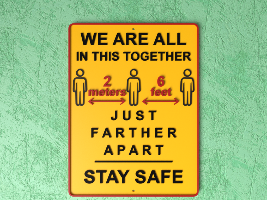 Customizable Safe Distance Sign - Together by Lyl3 | Download free STL ...