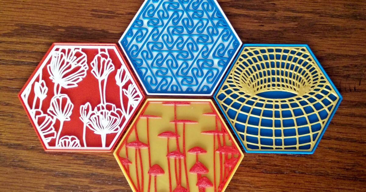 Two-Piece Stacking Hexagon Coaster by Lyl3 | Download free STL model ...