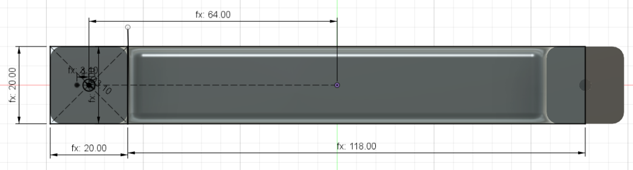Door or Drawer Handle, back mounted M3 square nut - different sizes ...