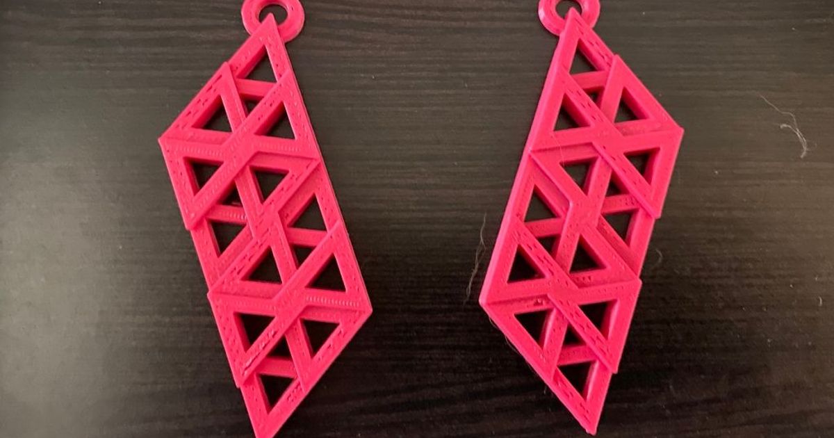 Triangle Pattern Big Earrings by jchun | Download free STL model ...