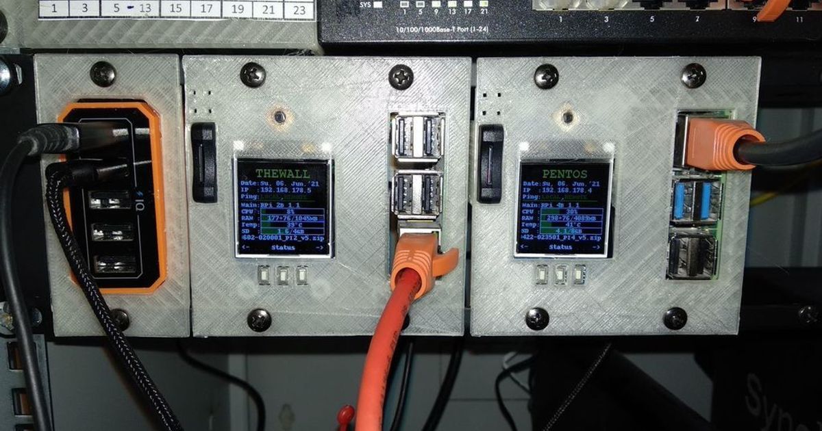 Raspberry Rack Mount with LCD and Fan by Starwhooper | Download free ...