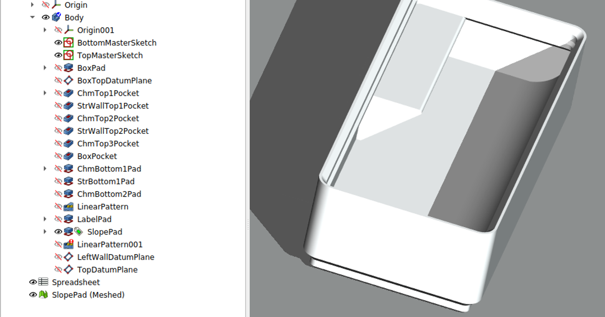 Gridfinity Box with label and slope and FreeCAD (Realthunder fork) file ...