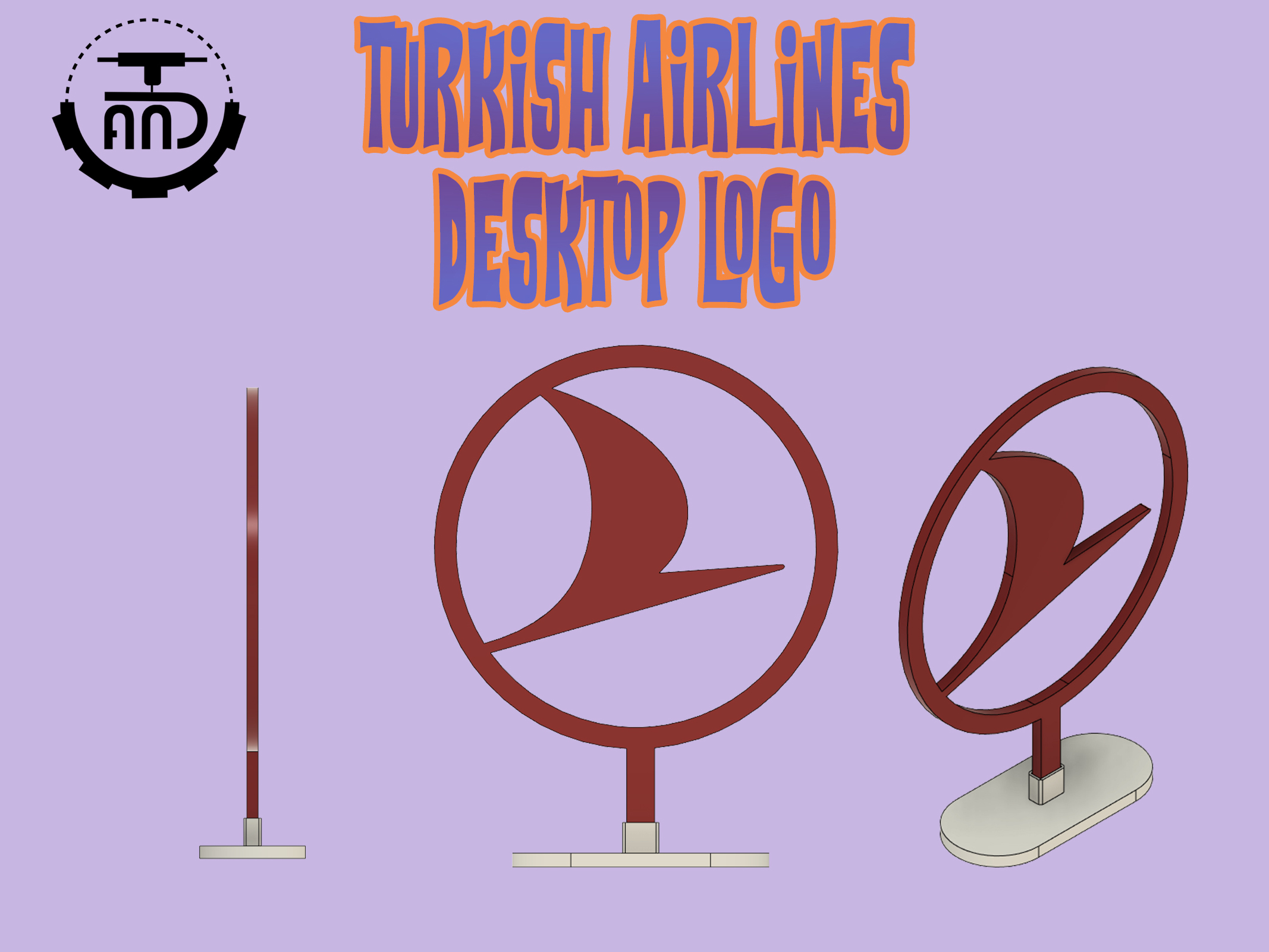 Turkish Airlines (THY) Desktop Logo by Berk | Download free STL model ...