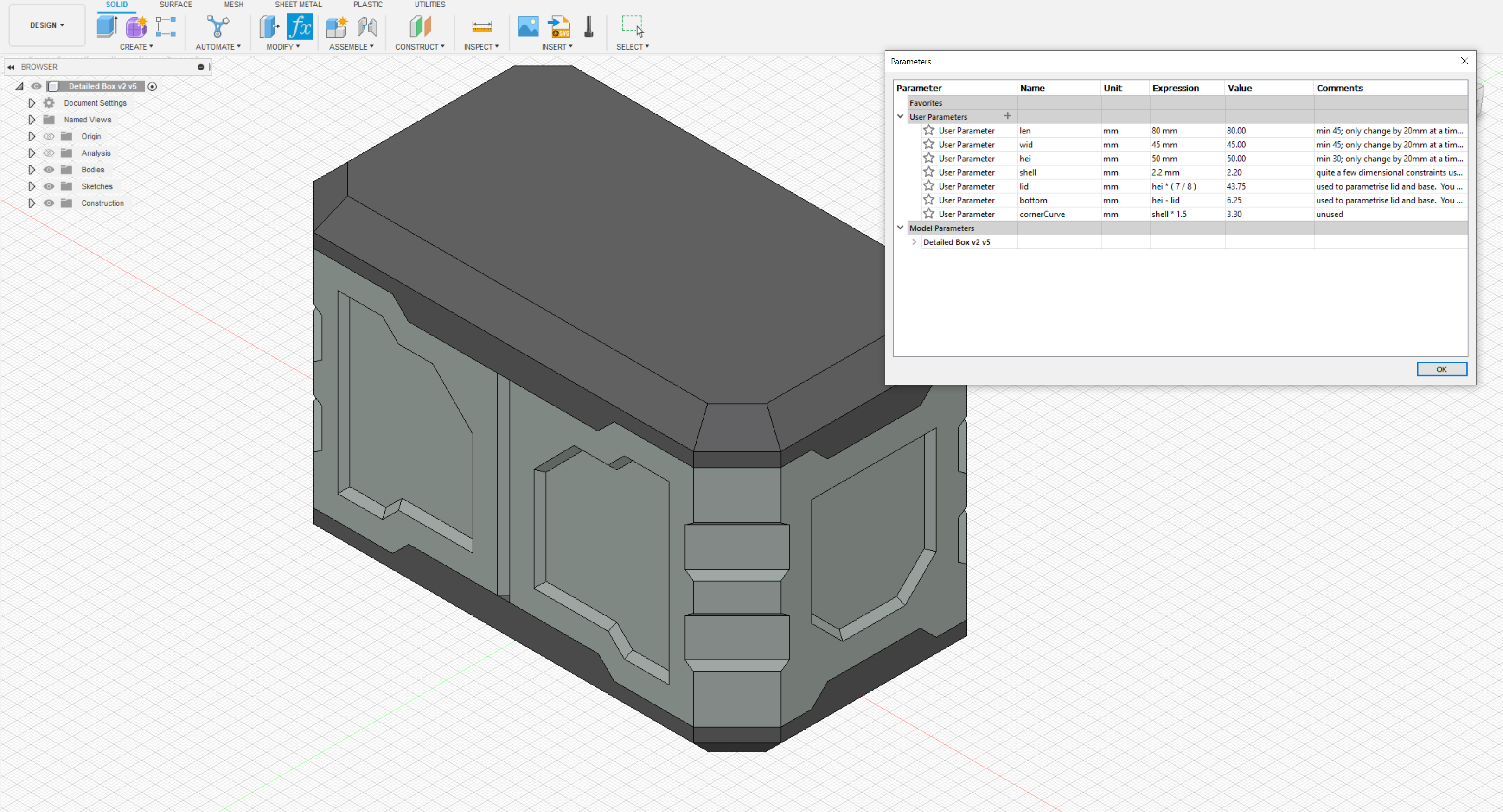 Parametric Detailed Box (Fusion 360) by TheSameNameTwice | Download ...