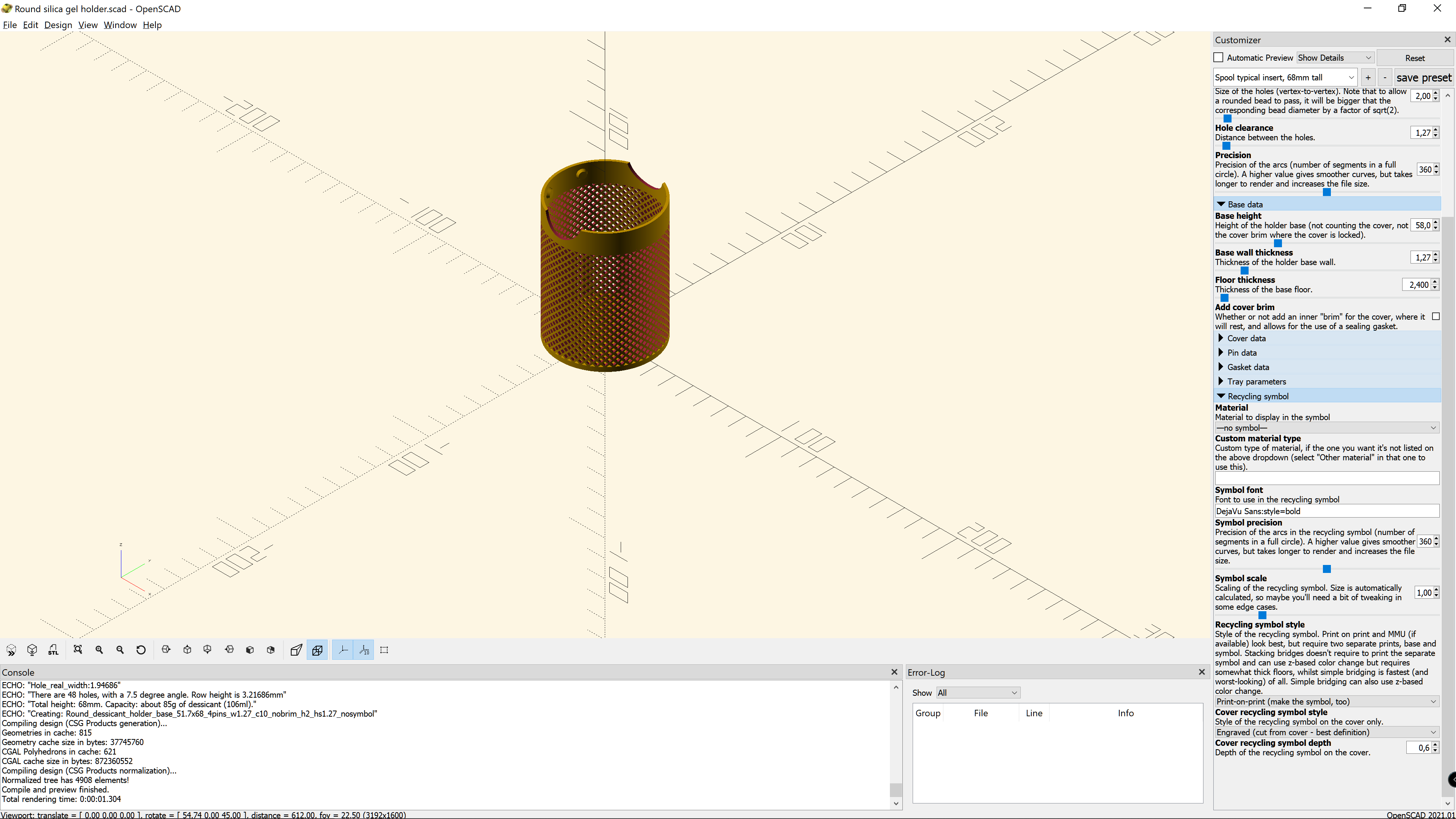 Solid/holed sealable holder - OpenSCAD parametric by Xavier Faraudo ...