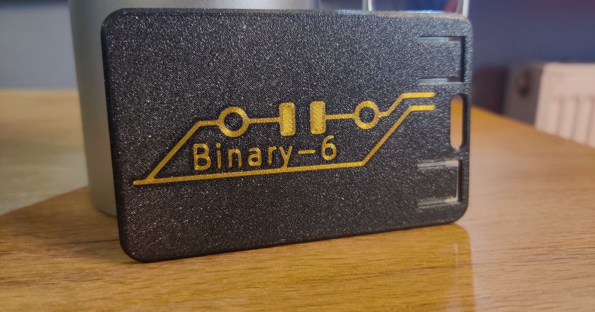 Binary-6 ID Card / Badgeholder - supportless by Chrismettal - Binary-6 | Download free STL model ...