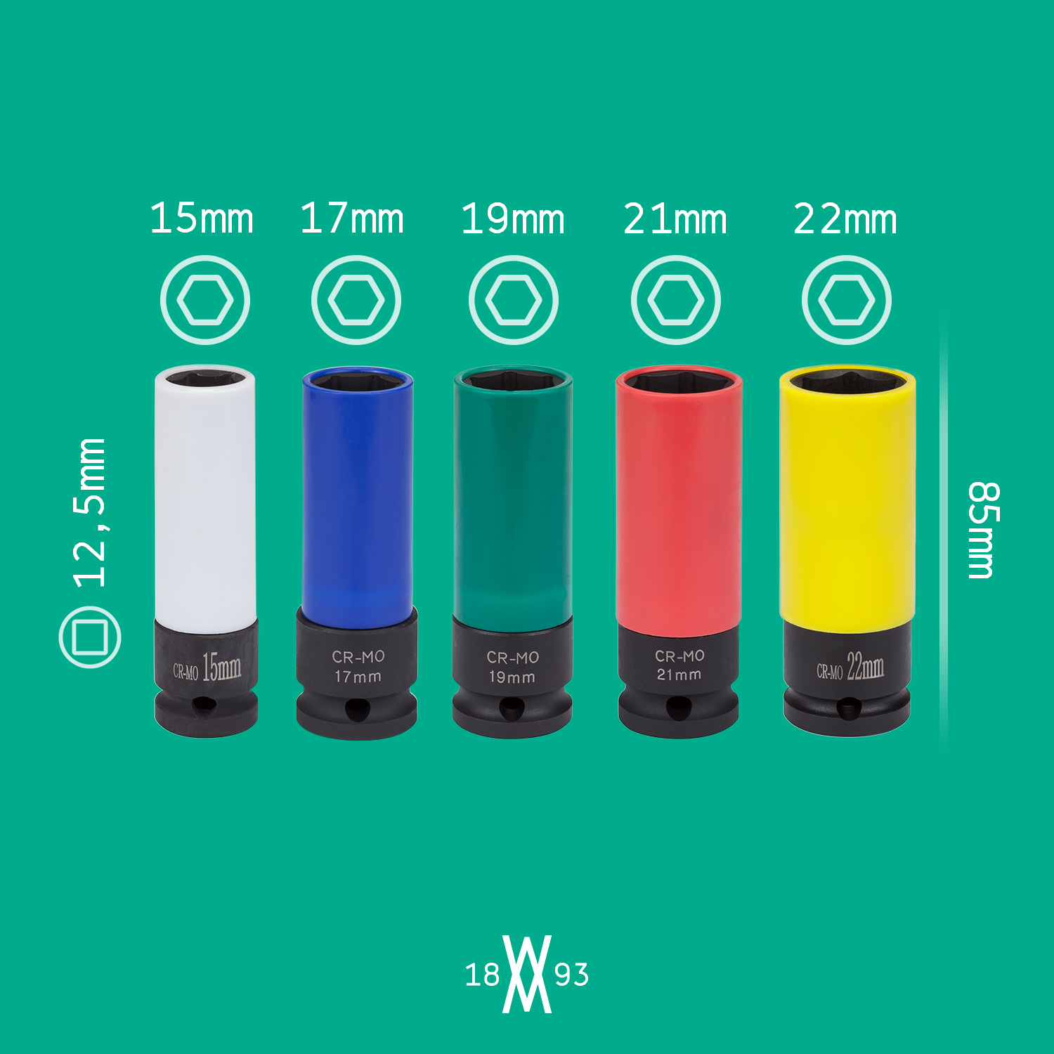 Impact Socket Holder Set 5pcs 1/2 Inch 017 I for screws or peg board by ...