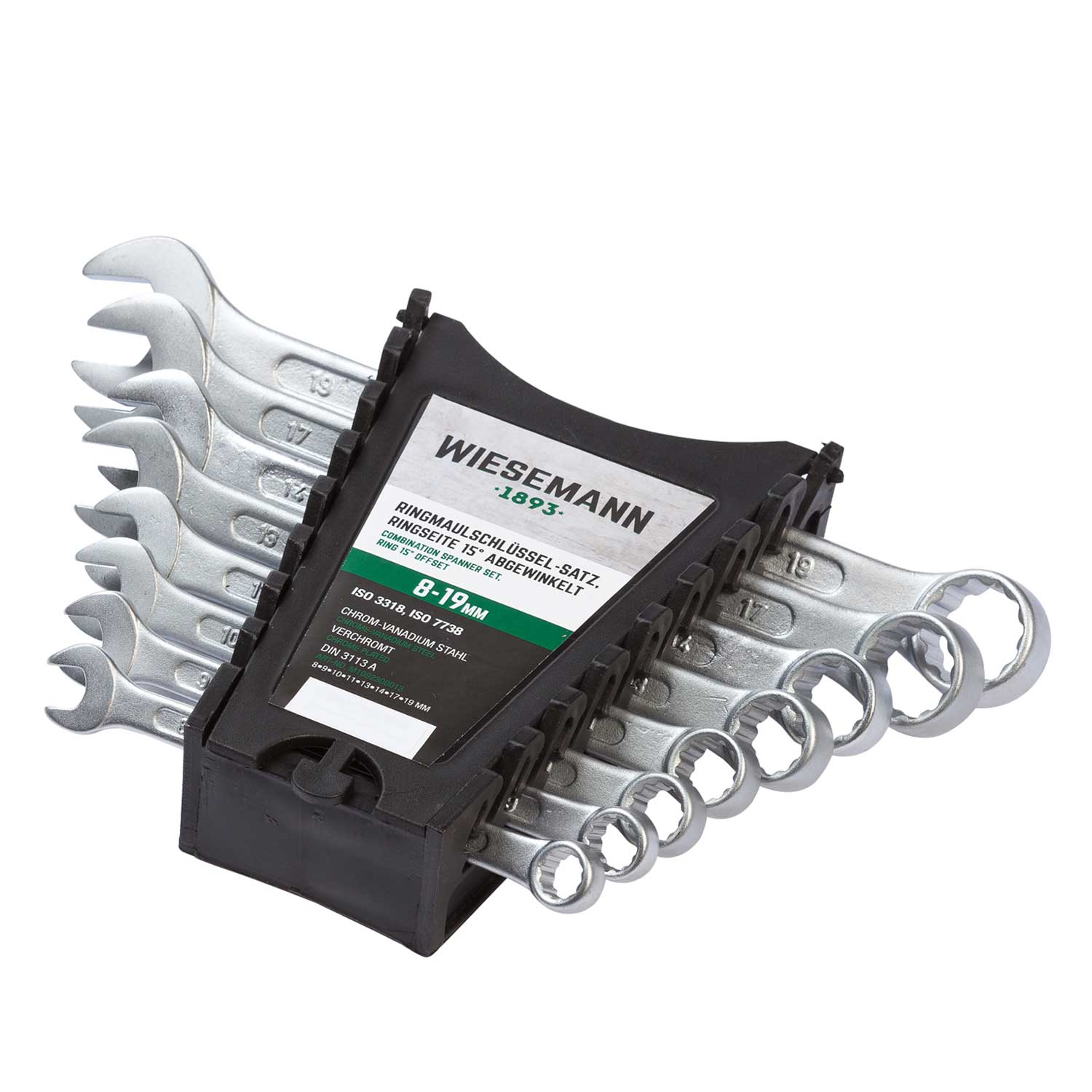 Combination Spanner Set 8pcs metric 8-19mm Wall Holder 011 I for screws ...