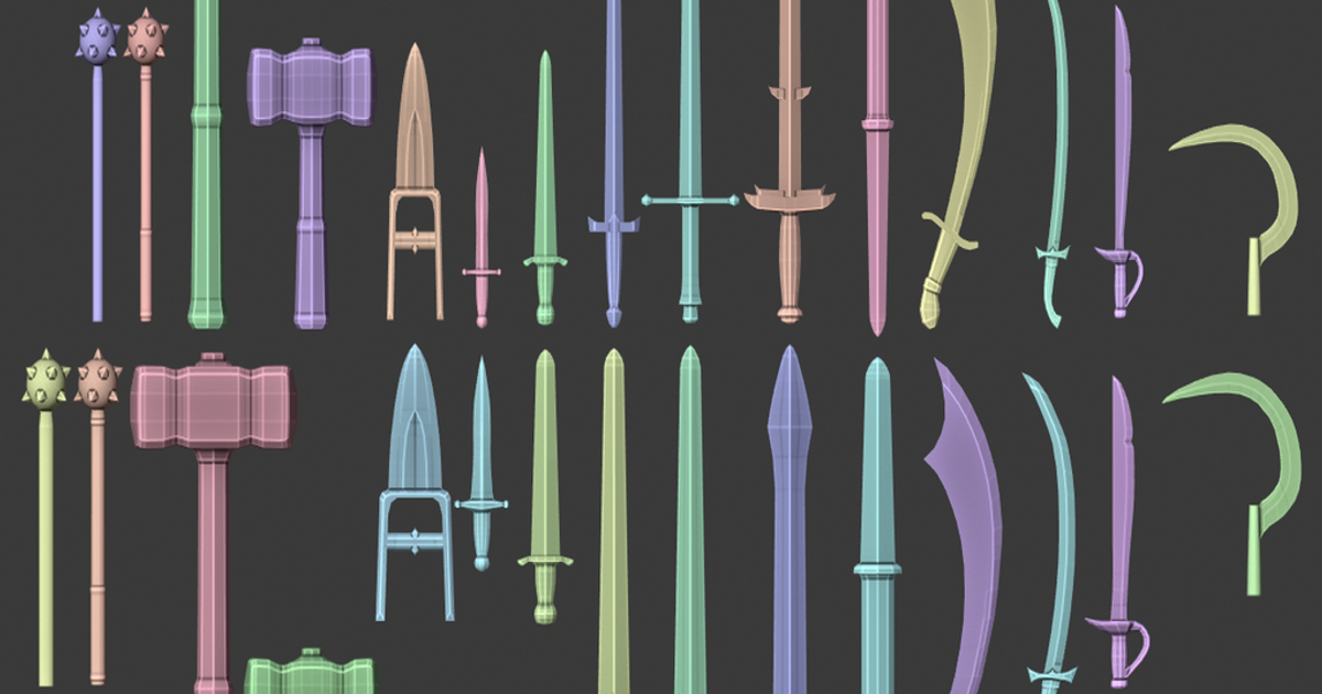 D&D 3.5 PHB Weapons - Group 1 by Clay Rade | Download free STL model ...