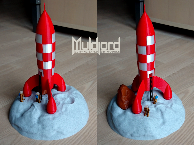Tintin Moon Rocket - Moon version by Muldjord | Download free STL model ...
