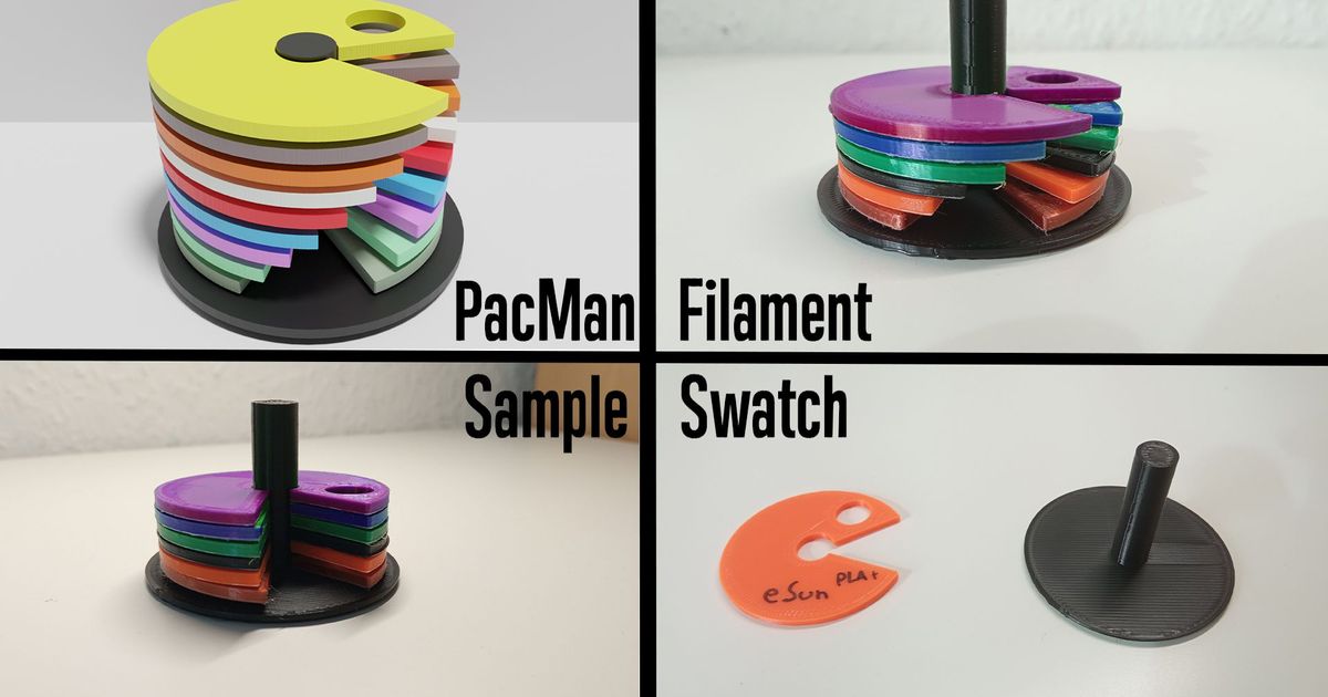 PacMan Filament Sample Swatch por Albert V. | Descargar modelo STL gratuito | Printables.com