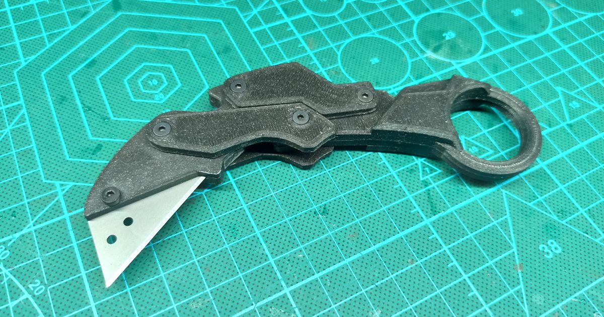 Folding Karambit with utility blade by Oki | Download free STL model | Printables.com