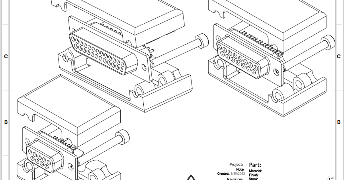 D-sub Backshells, captive clamshell-type by Trillium_Atelier | Download ...