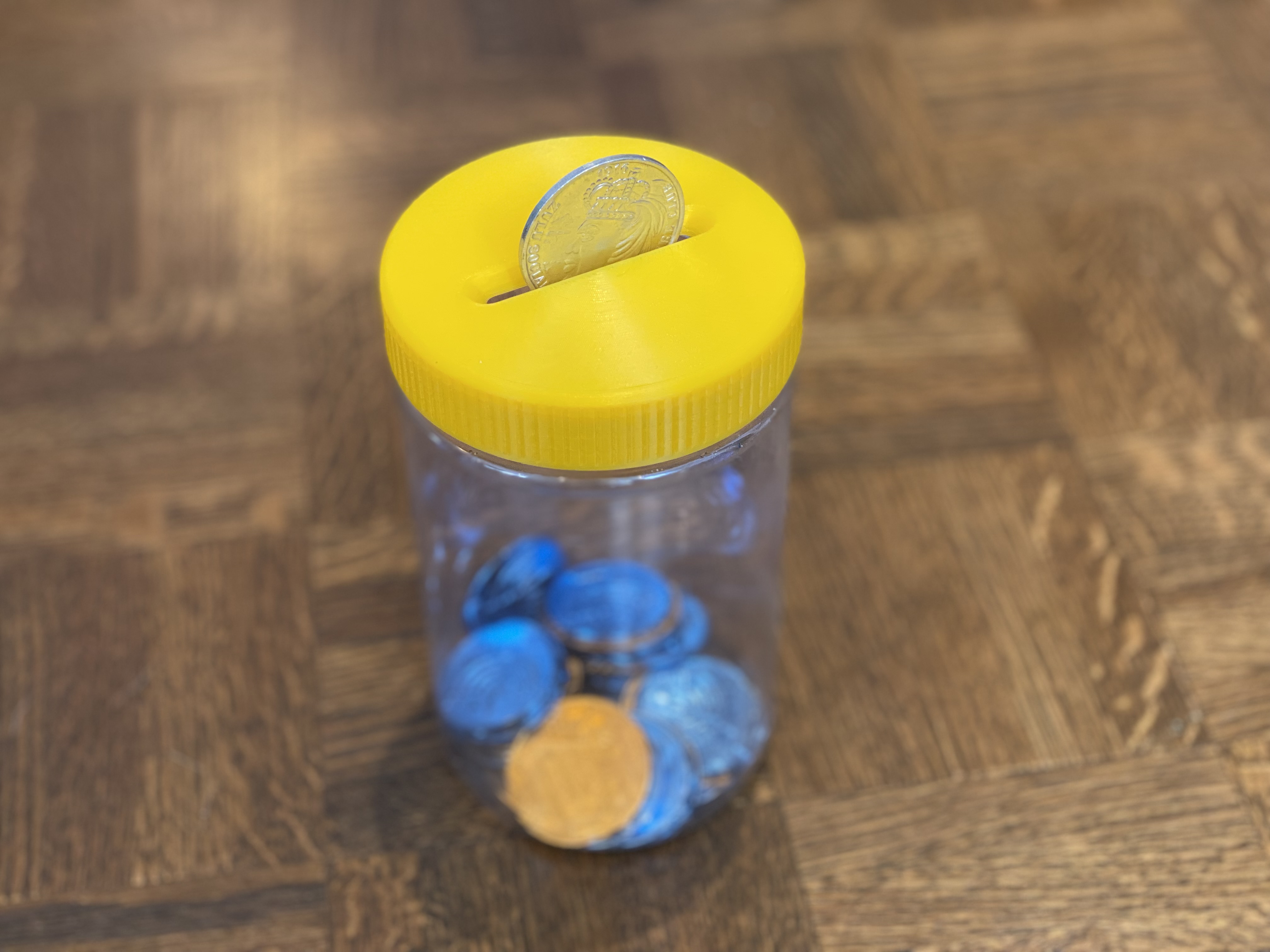 Coin Bank Dexterity Toy (Montessori Style), Peanut Butter Jar Mod by ...