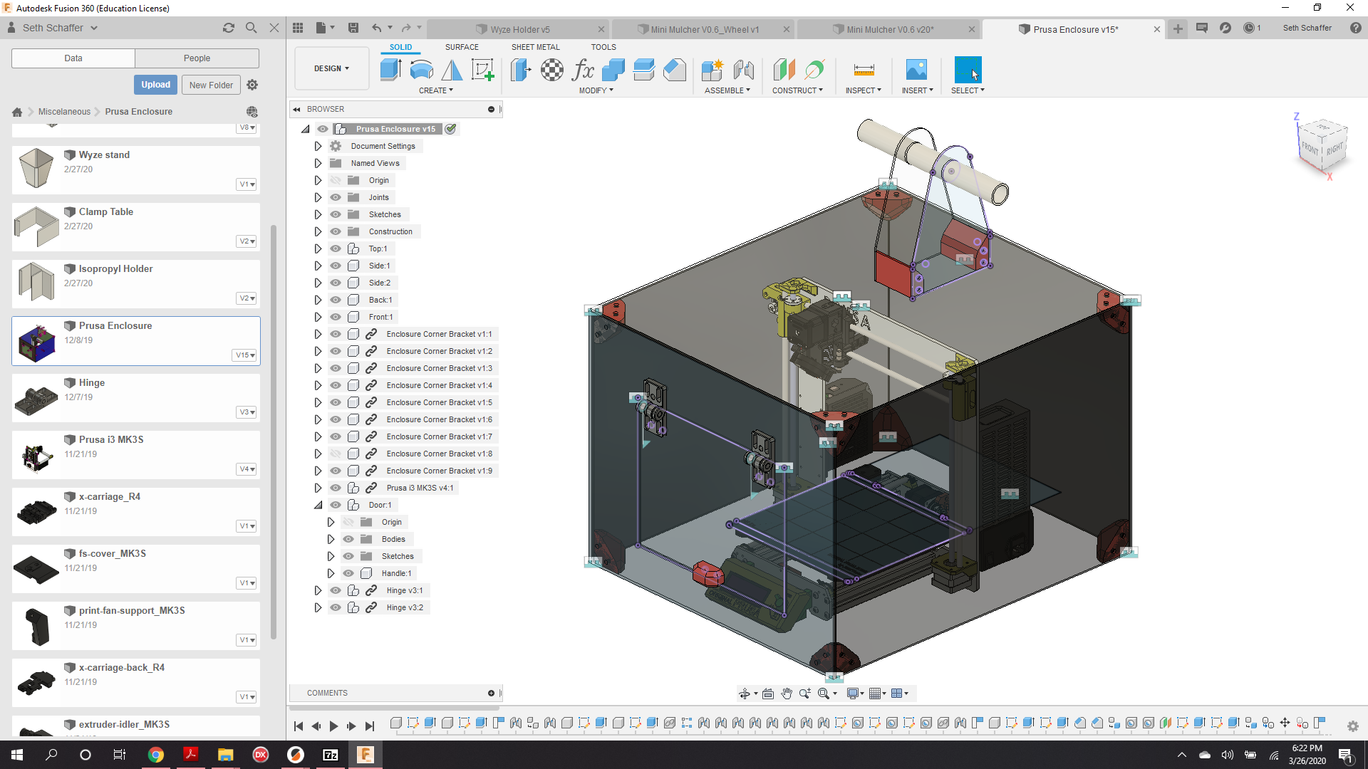 3D Printed + Lasercut Prusa i3 (MK3 MK2 MK1) Enclosure by Team Just Cuz ...