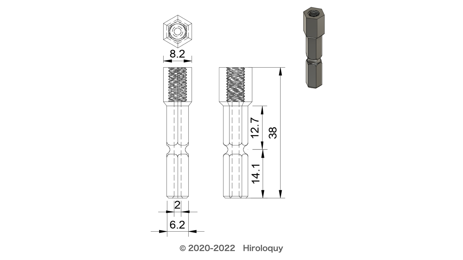 Hex Adapter for M5 Threaded Rod by Hiroloquy | Download free STL model ...