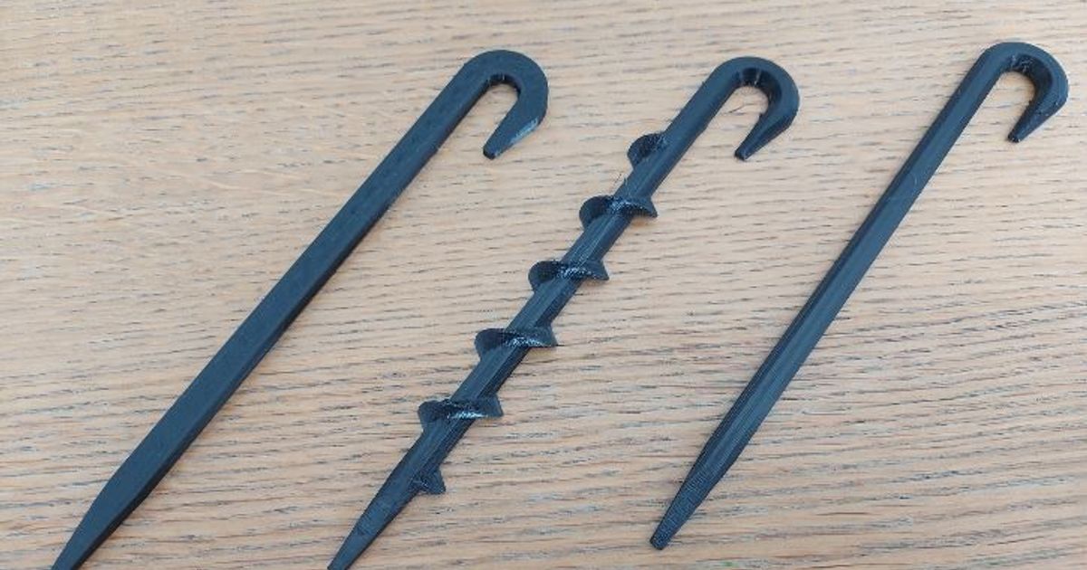Cable ground/soil pin hook - 3 versions by rav | Download free STL ...