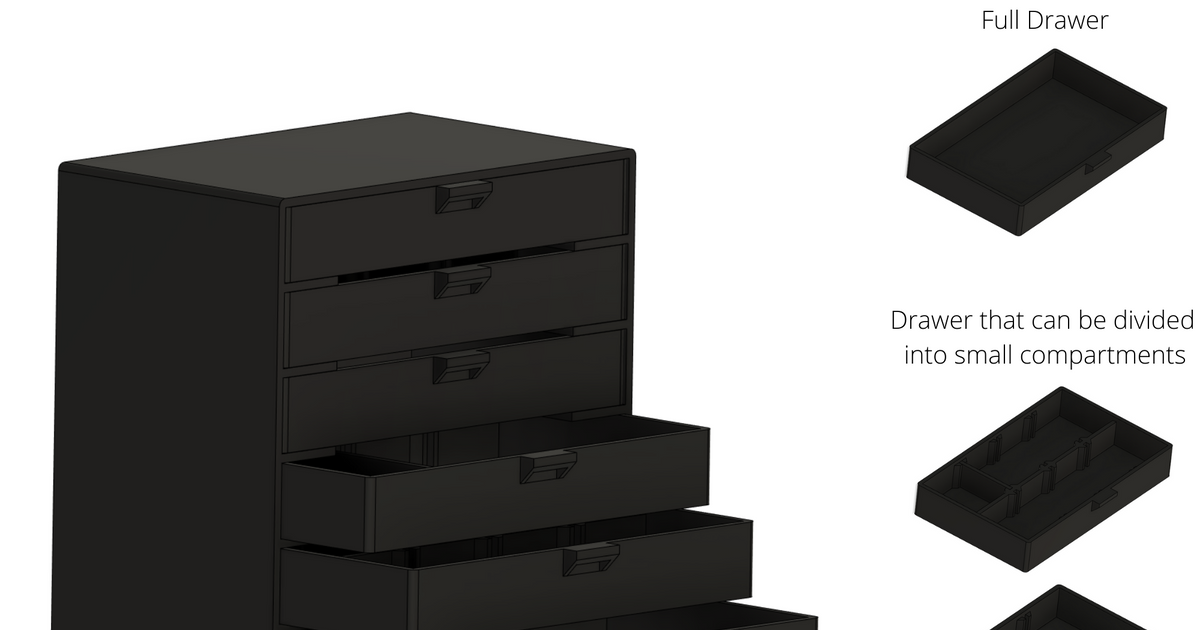 Multi Drawers Organizer (Splittabe) by WikiZell | Download free STL ...