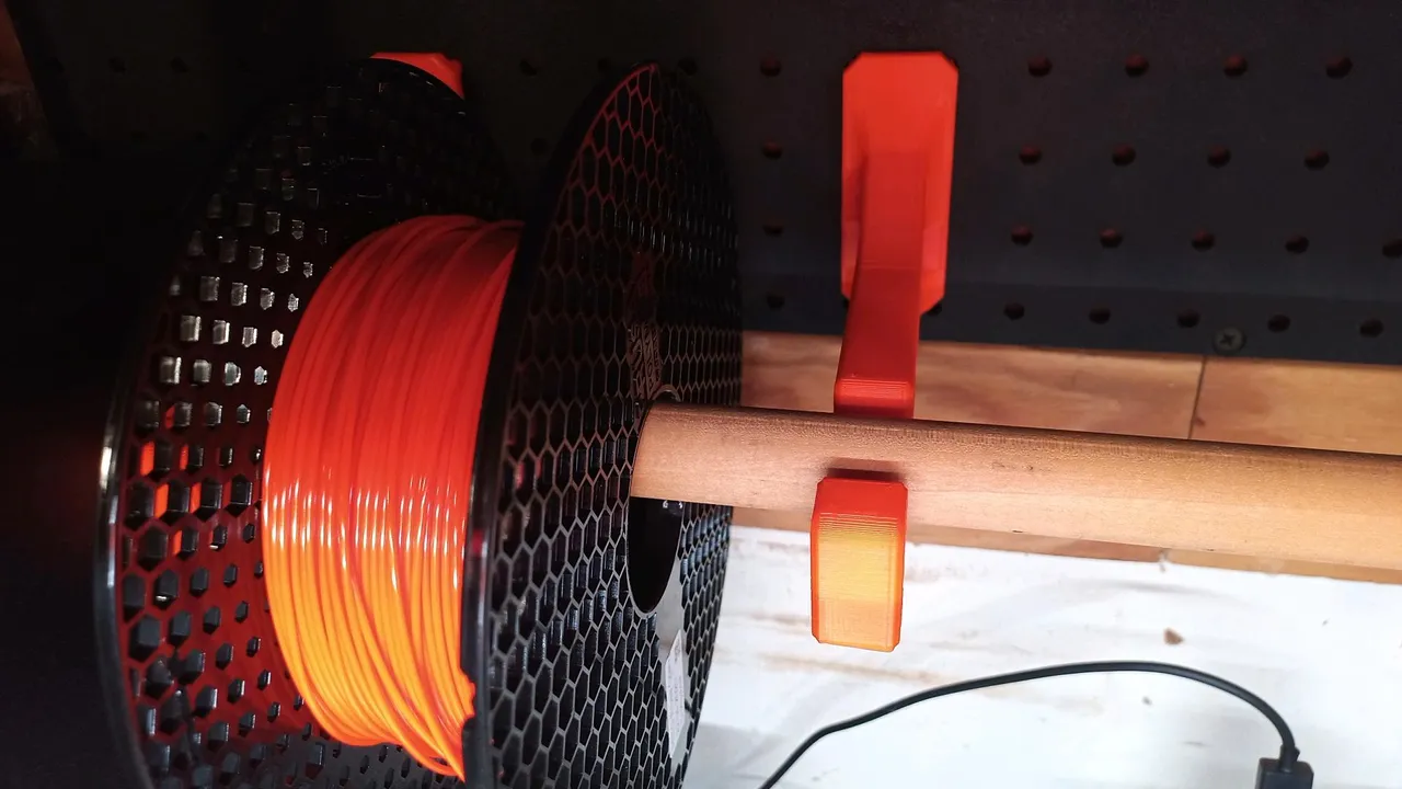 Filament spool holder bracket for pegboard mounting (middle support) by ...