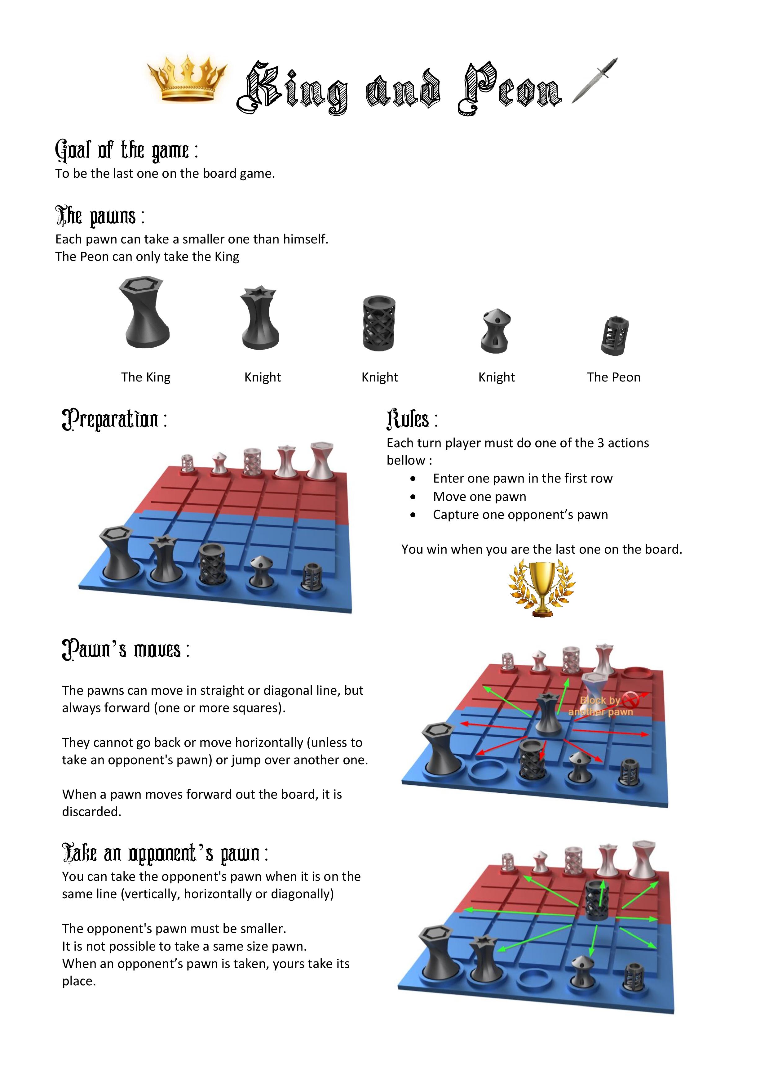 The King and the Peon board game by djedje_zr7 | Download free STL ...