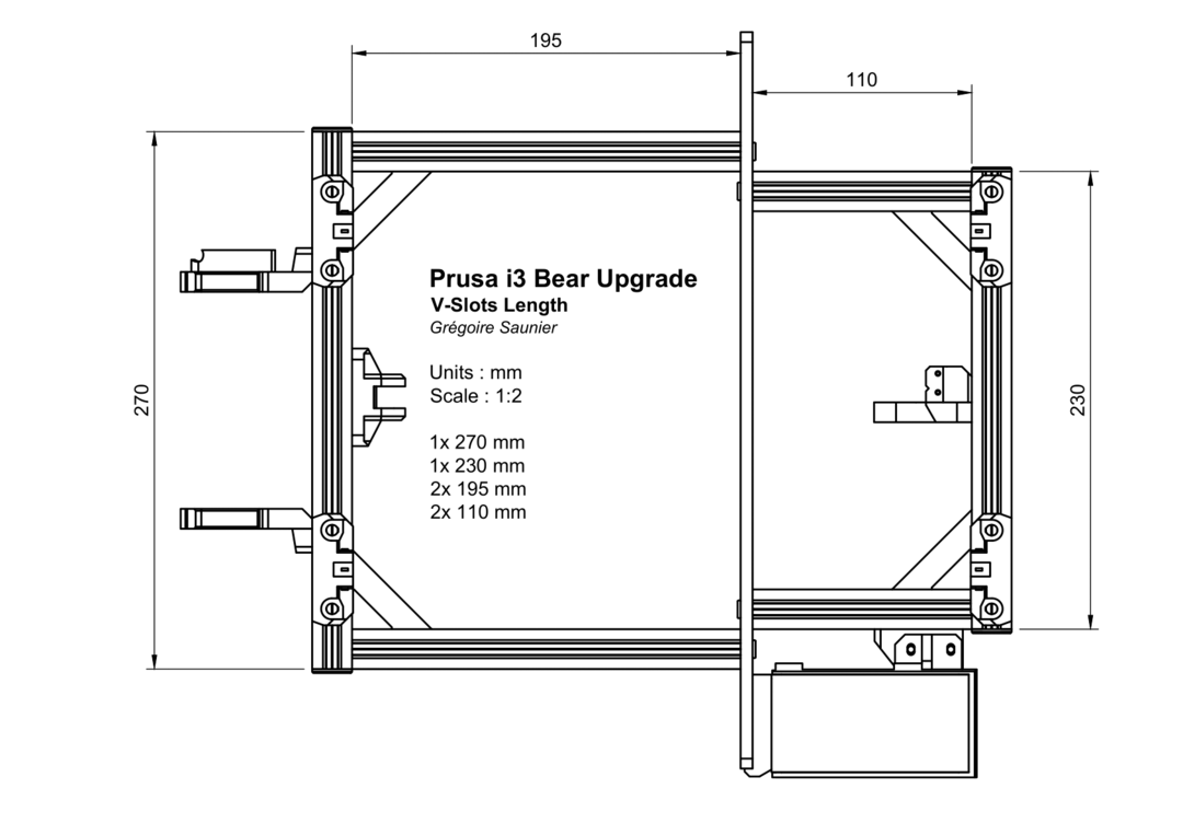 Half bear upgrade prusa i3 mk2 mk2s. 2040 Y-axis frame extrusion no ...