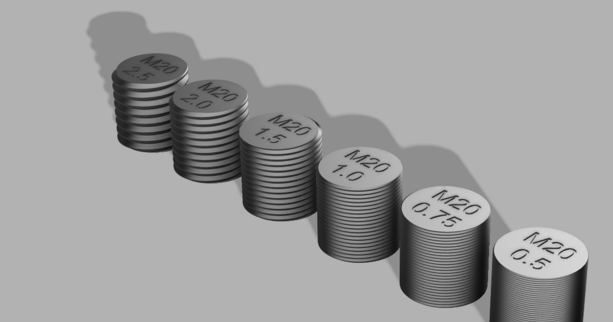 M20x thread samples and benchmark by skareaktor | Download free STL ...