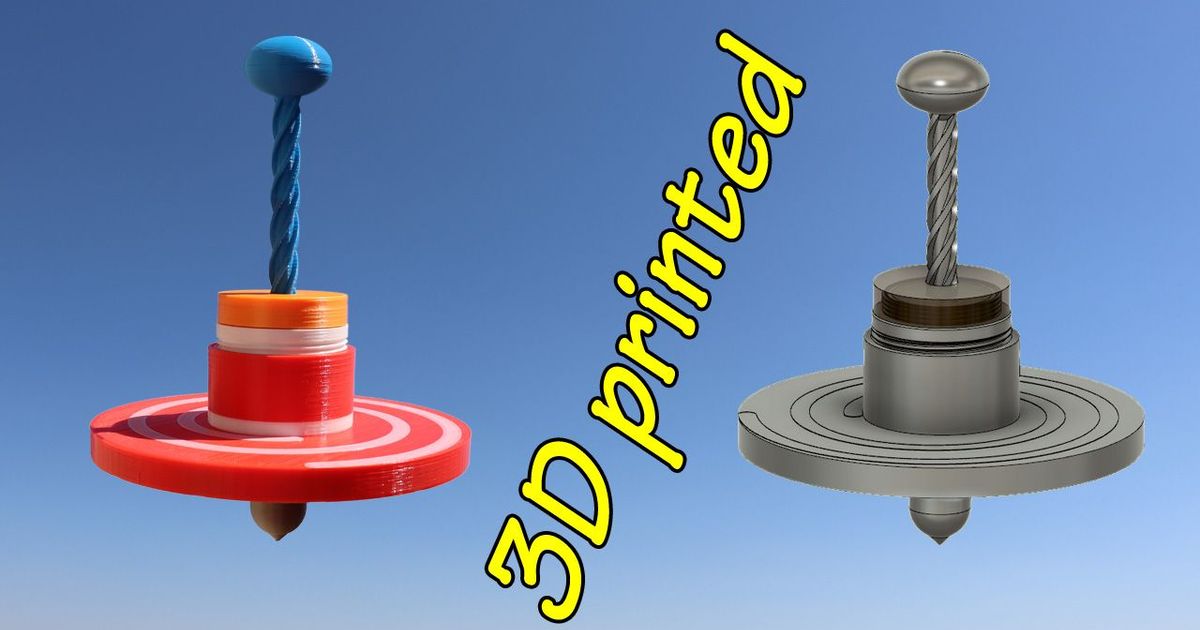 Spinning top toy with coil - 3D printed by MyTechFun | Download free ...
