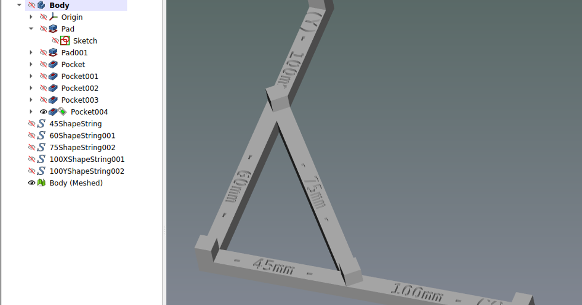 100mm XY Calibration Line and Square with FreeCAD file by szprusa ...