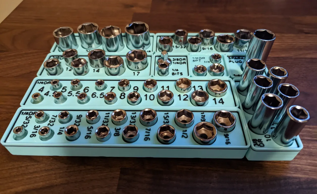 Gridfinity Metric Sockets 3/8"DR by AaronOaks | Download free STL model ...