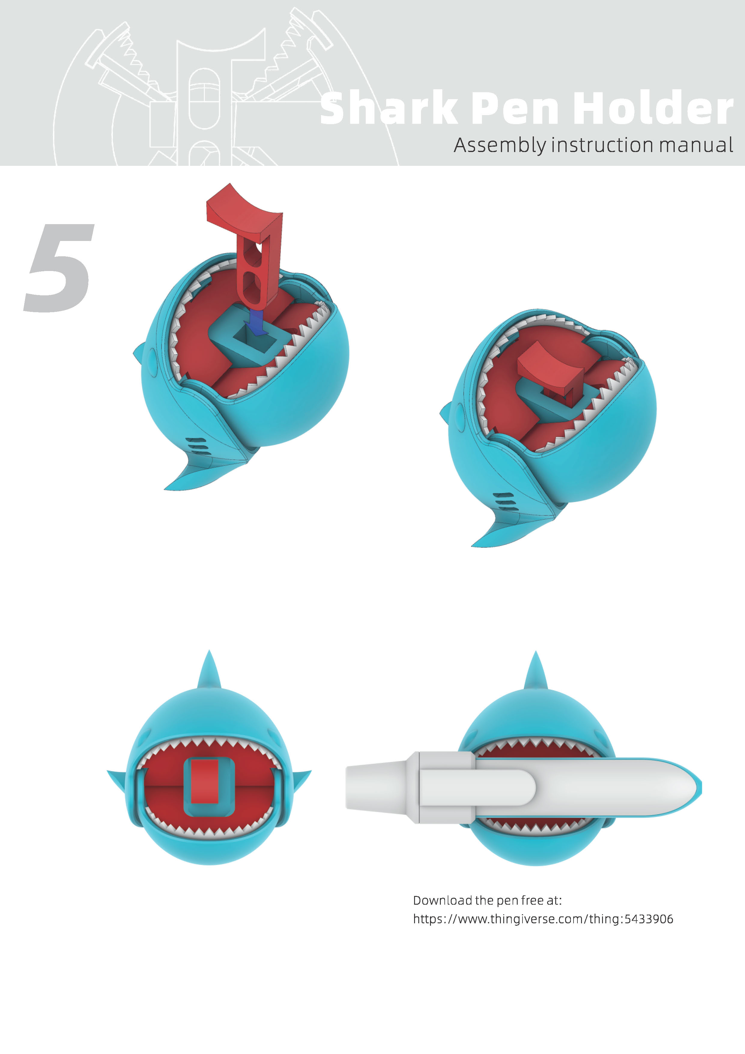 Shark Pen Holder by wuguigui | Download free STL model | Printables.com