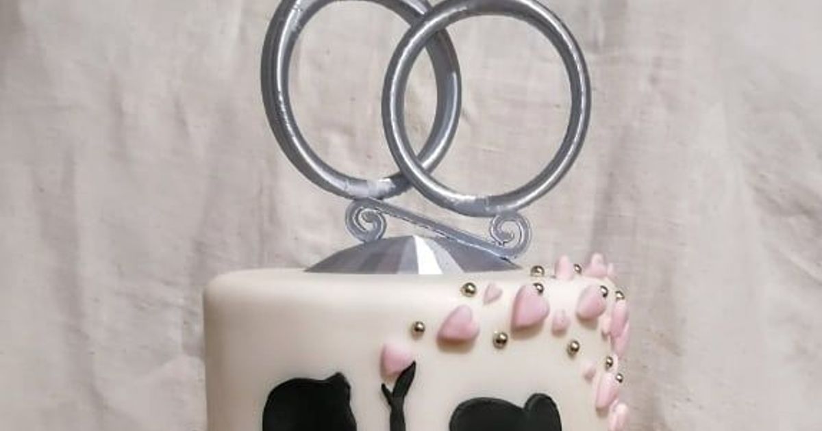 3D Wedding Rings Cake Topper with a Diamond Holder by jkavalik ...