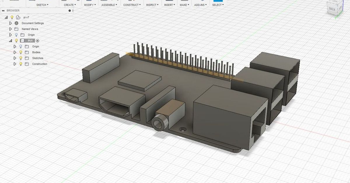 Raspberry Pi 3B+ model for case fitting with Fusion 360 file por ...