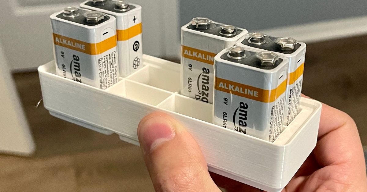 Gridfinity 1x3 block, storage for (8) 9v batteries by BenBreaksThings | Download free STL model ...