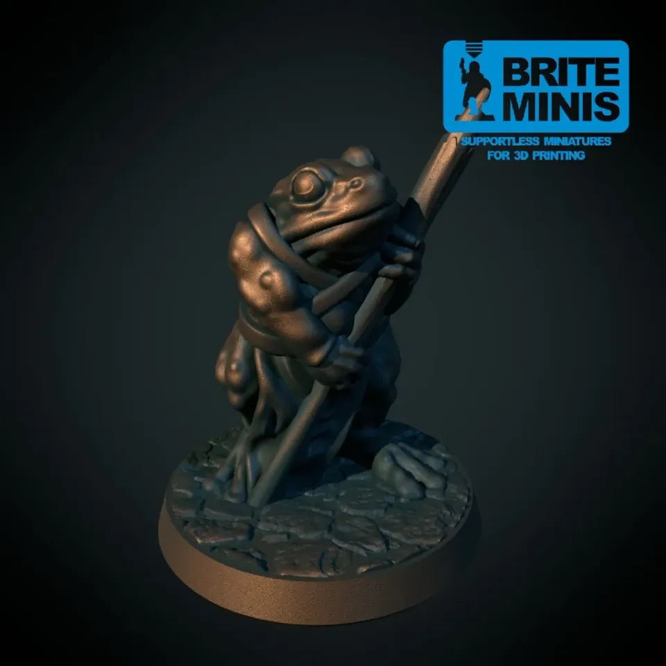 Frogfolk spearman 28mm (Supportless, FDM-friendly) by Brite Minis | Download free STL model ...