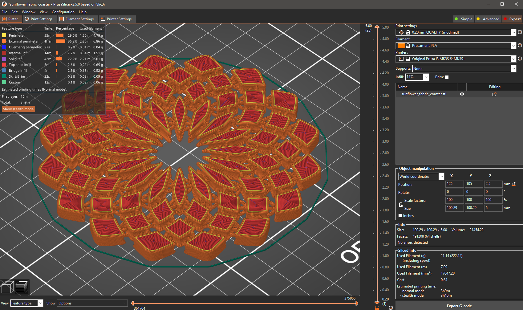 Sunflower fabric coaster by rorys3D | Download free STL model ...