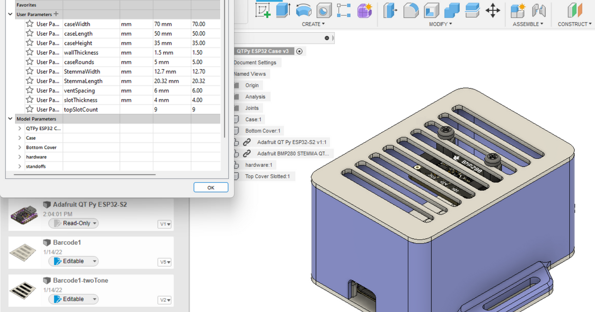 Adafruit QTPY: Taller Case and Adjustable slot count/spacing by tyeth ...