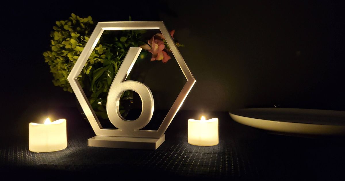 Hexagon Table Numbers by Spool Designs | Download free STL model ...