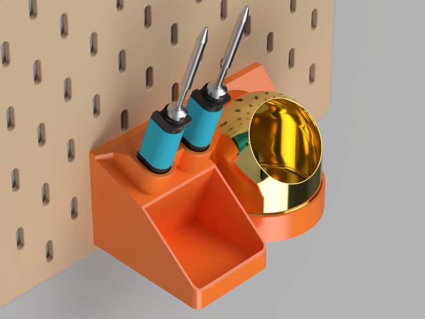 Skadis Soldering Station: Pinecil (x2) and Hakko Tip Cleaner (uses heat set inserts) by ...