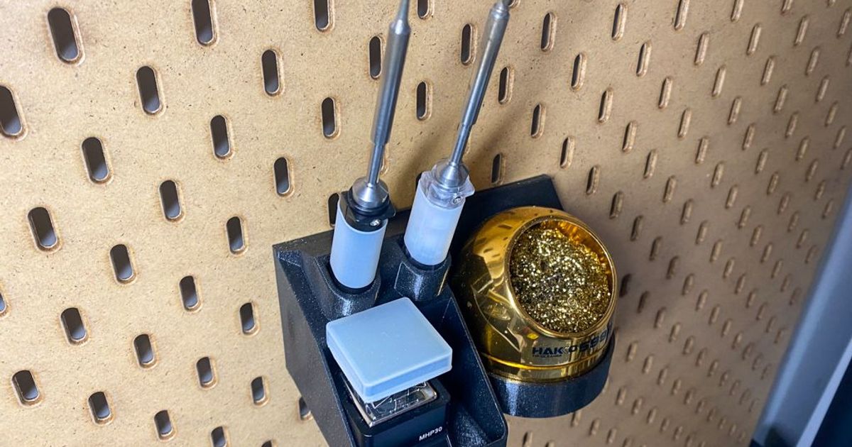 Skadis Soldering Station: Pinecil (x2) and Hakko Tip Cleaner (uses heat set inserts) by ...