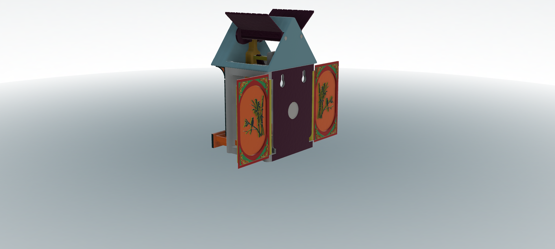 A WALL CLOCK WITH HIDDEN DOORS AND A BIRD COMING OUT par ilan kaplan ...