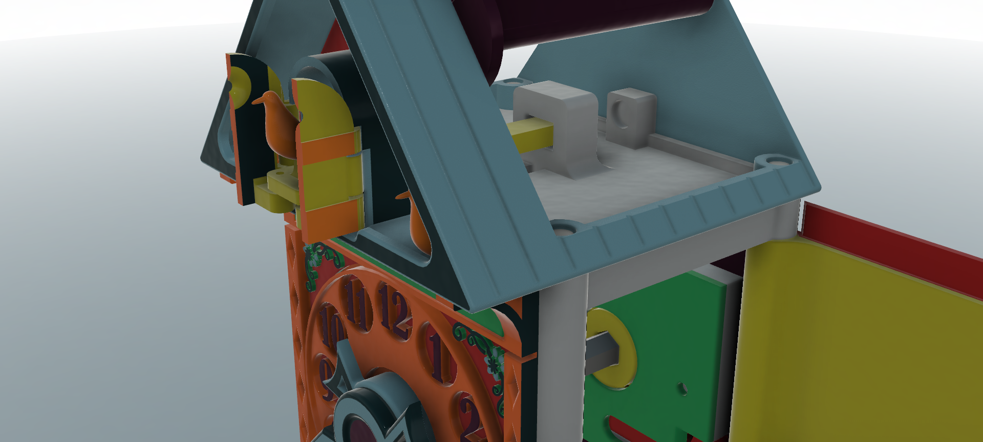 A WALL CLOCK WITH HIDDEN DOORS AND A BIRD COMING OUT par ilan kaplan ...