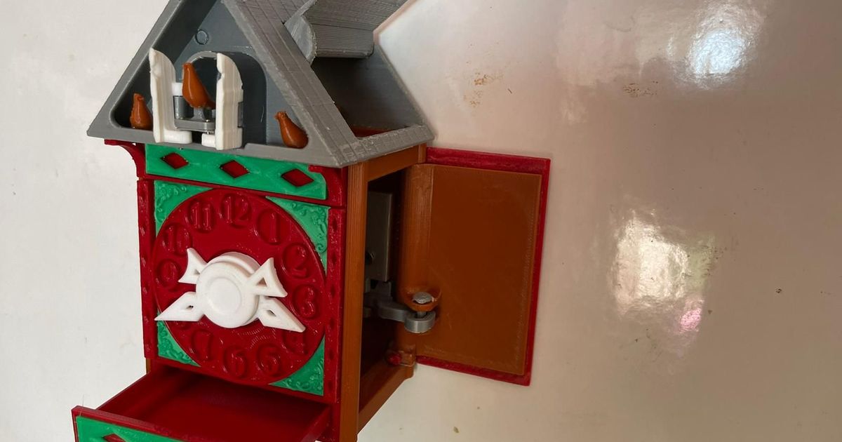 A WALL CLOCK WITH HIDDEN DOORS AND A BIRD COMING OUT par ilan kaplan ...