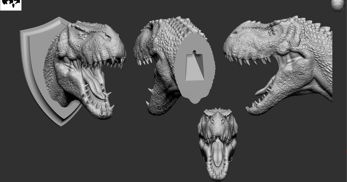T-Rex head wall mount by Raven Van de Werken | Download free STL model ...