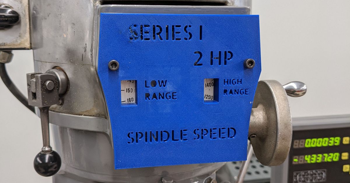 Bridgeport Milling Machine Speed Indicator by jmhinman1455 | Download ...
