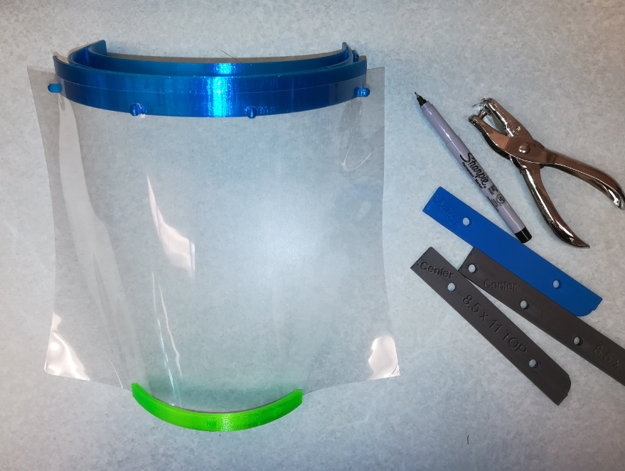 Face Shield Hole Punch Guides for Letter Size Clear Sheets (8.5 in x 11 ...